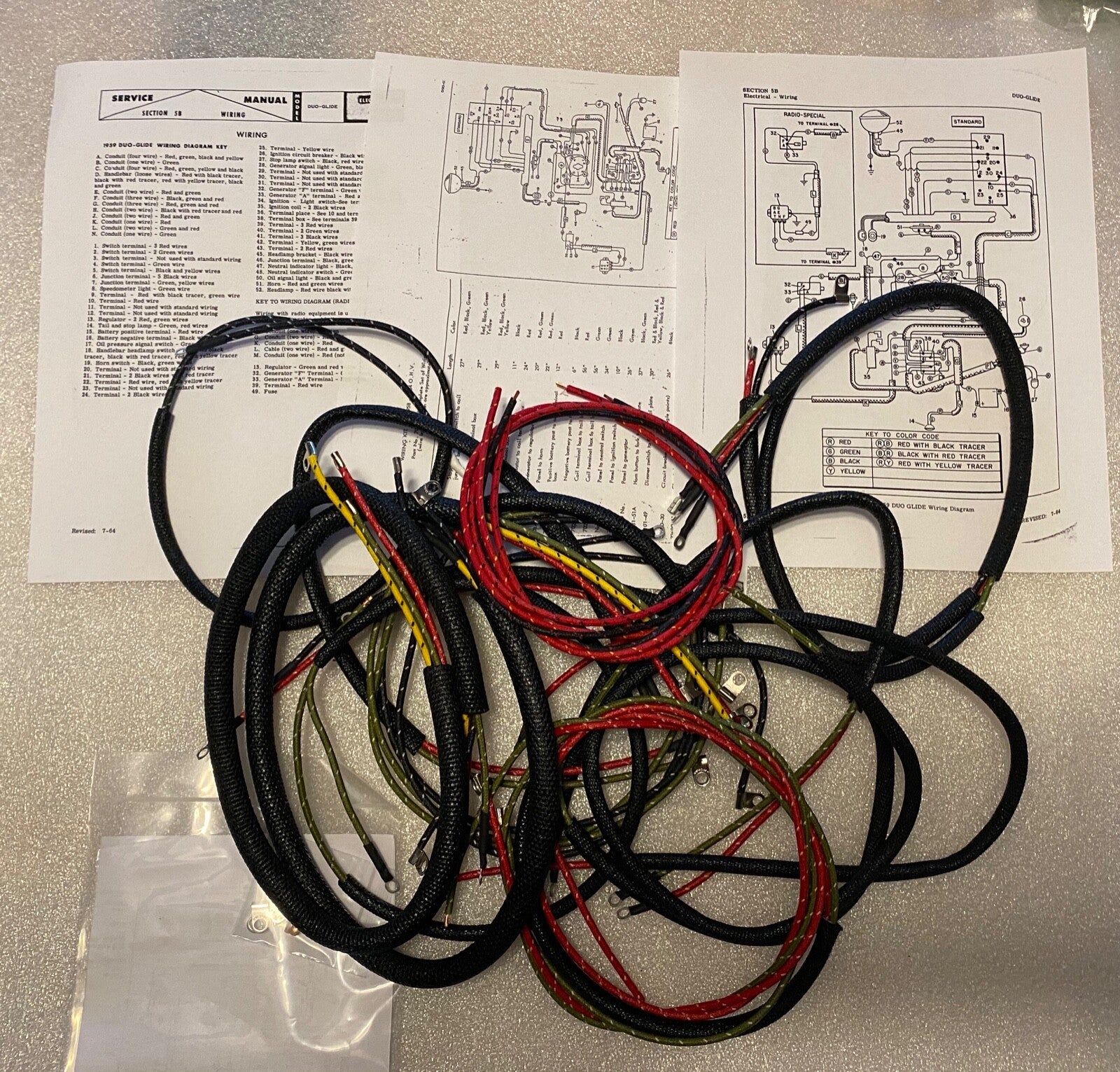Harley 70321-58 Panhead Duo-Glide 1961-64 Wiring Harness Dual Point ...