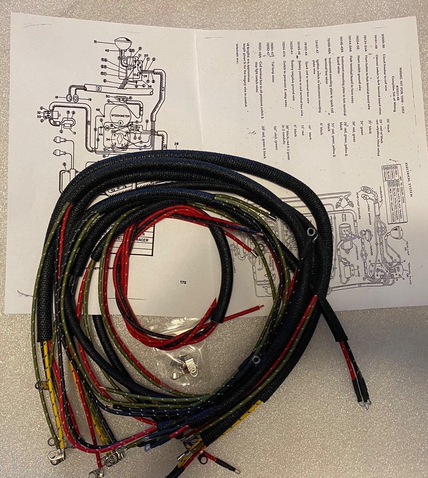 Harley 70321-48 Complete Panhead 1955-57 Wiring Harness USA – Cimarron ...