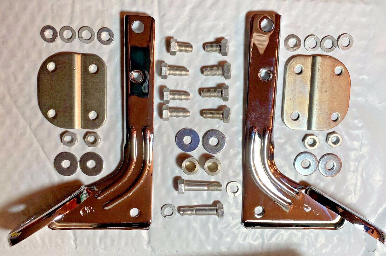 Harley Panhead Shovel Spot Lamp Windshield Mounting Brackets W/ CP Bol ...