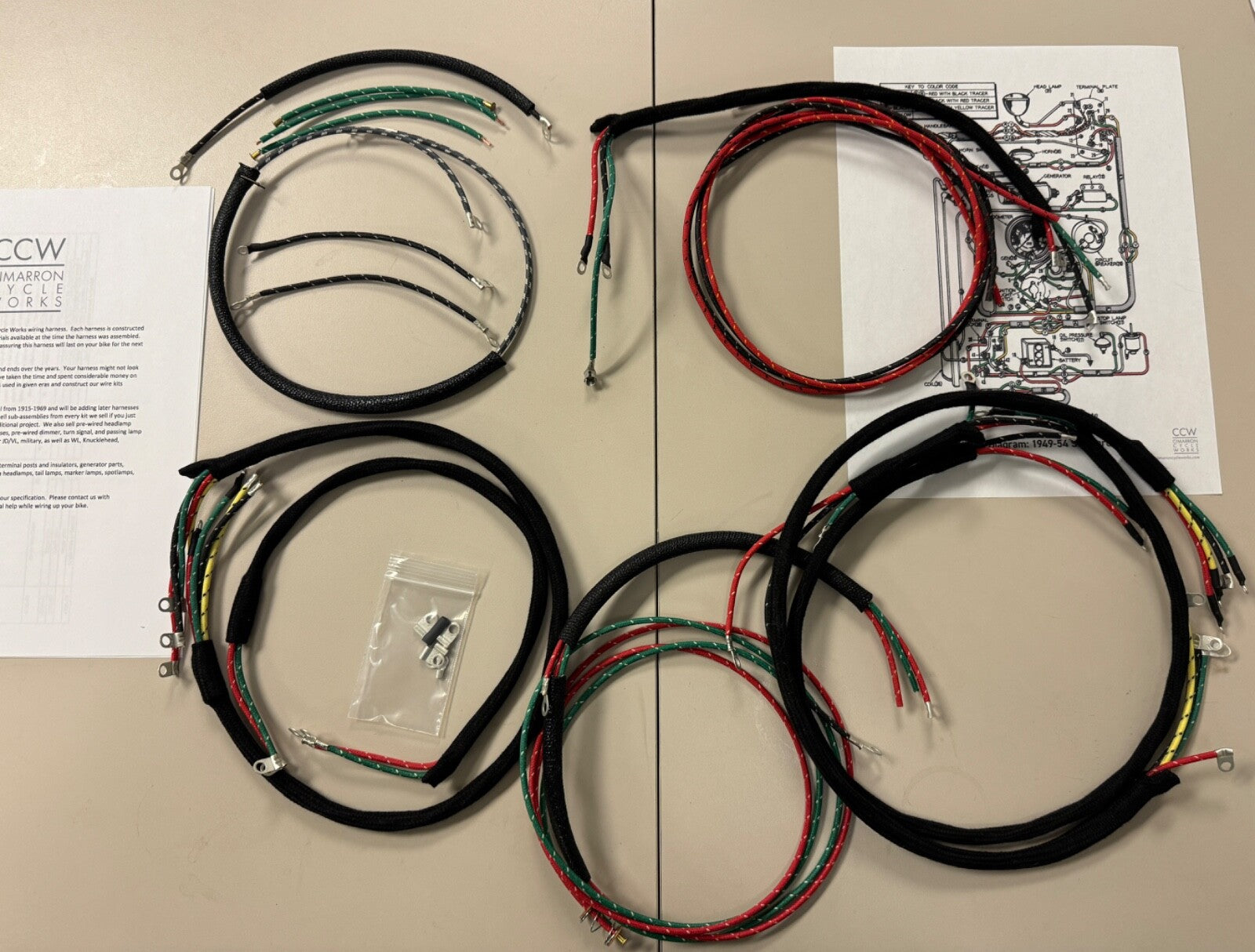 Harley Panhead 1949-53 Premium Wiring Harness Cotton Loom Correct Term ...