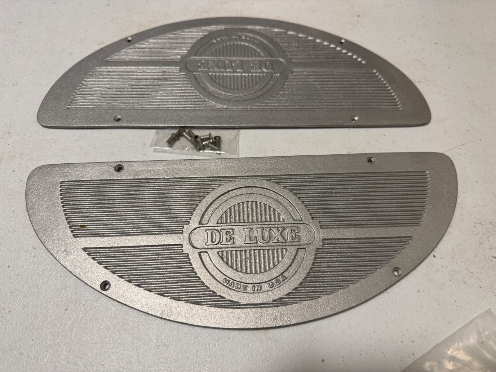Harley Knucklehead Panhead Deluxe Aluminum Footboard Plates Mats w/ Ri ...